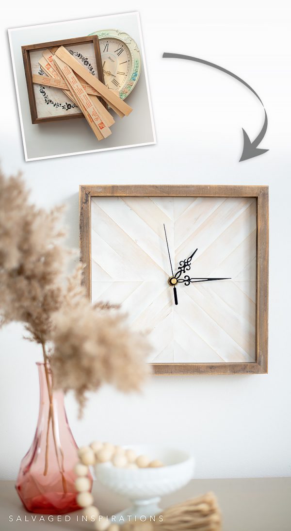 DIY Wood Clock with Paint Sticks - Salvaged Inspirations