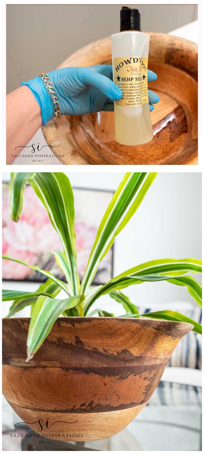 Hemp Oil Wood Finish on Thrift Bowls - Salvaged Inspirations