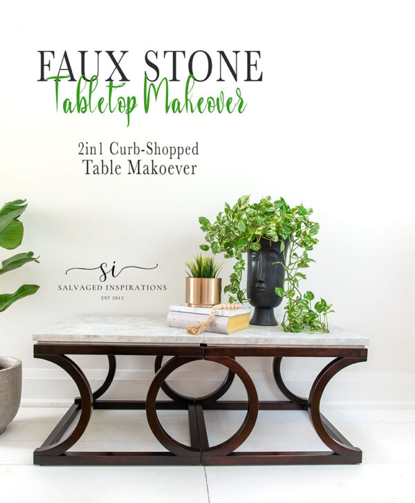 Faux Stone Table Top | 2 in 1 Curb-Shopped Table Makeover - Salvaged ...