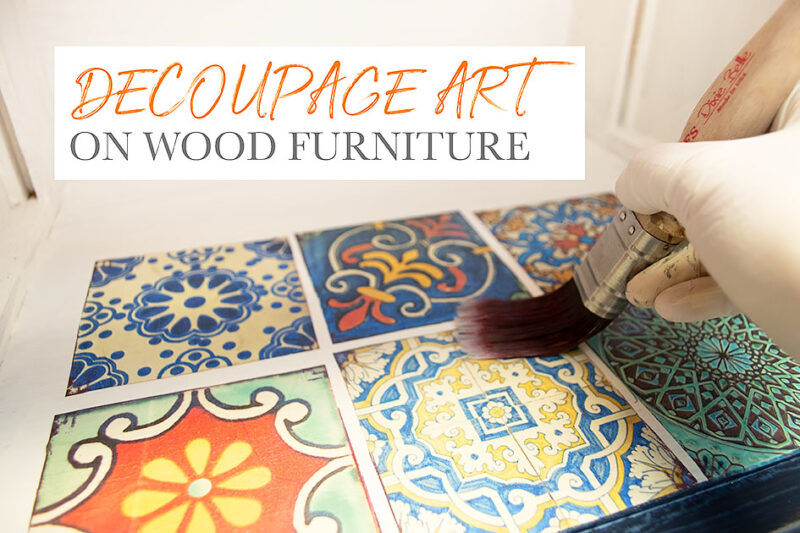Decoupage Art On Wood Nightstands - Salvaged Inspirations