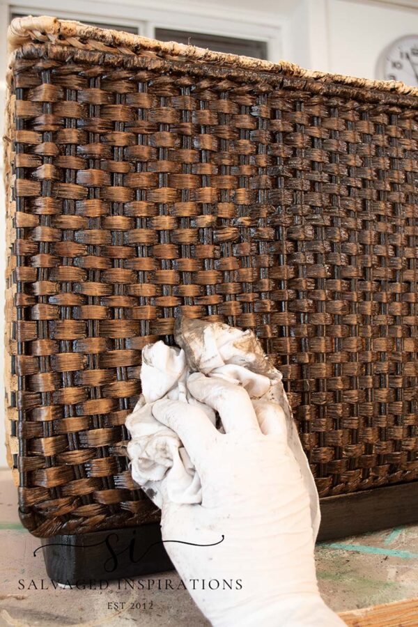 How To Stain A Wicker Basket - Salvaged Inspirations