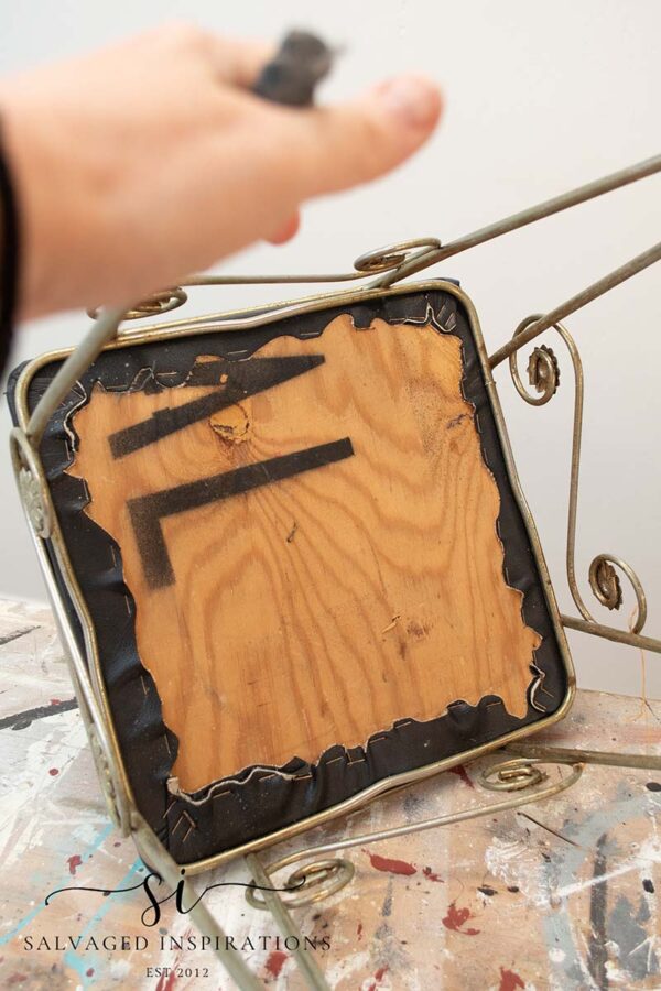 How To Decoupage Vinyl Furniture - Salvaged Inspirations