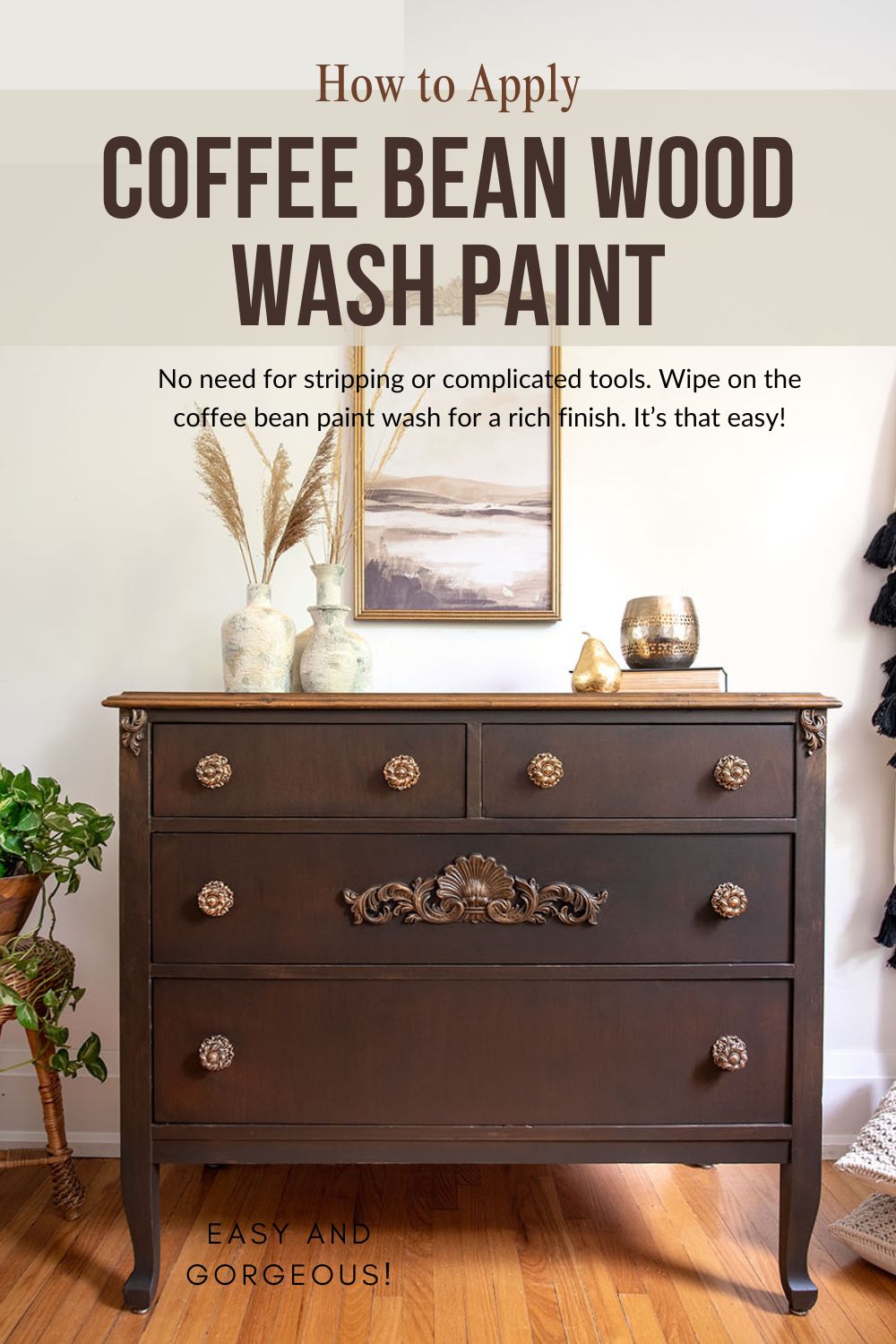 Coffee Bean Wood Wash Paint | Vintage Dresser Makeover - Salvaged ...