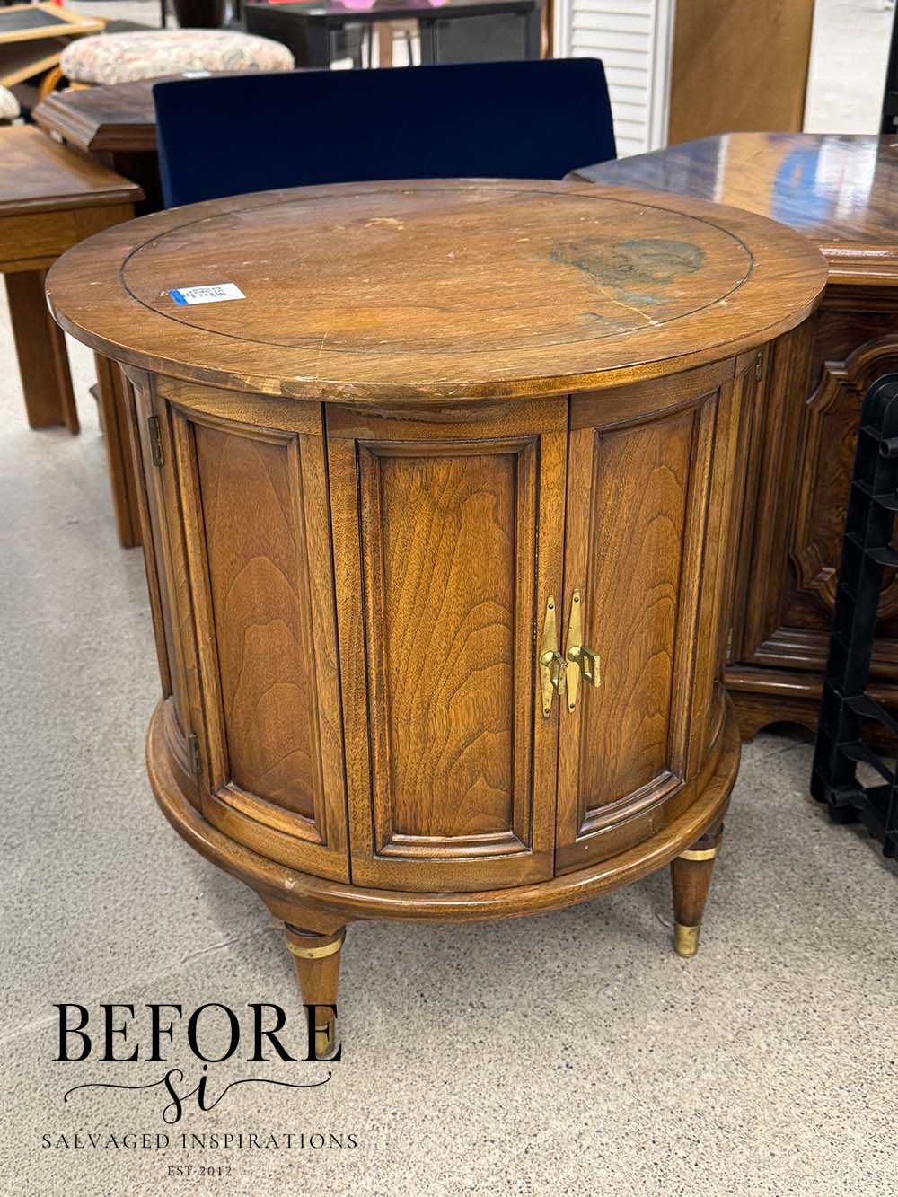 1970s Thrift Store Drum Table Update - Salvaged Inspirations